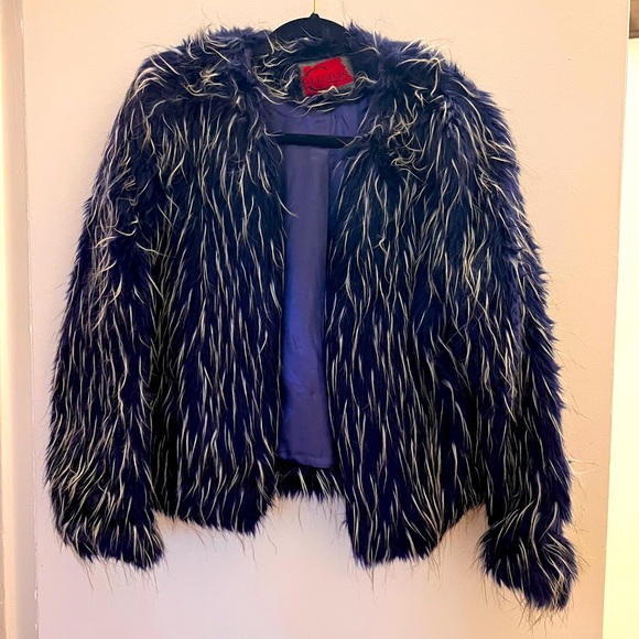 Celsius Premium | Jackets & Coats | Furry Navy Blue Jacket | Poshmark
